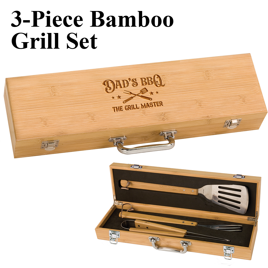 3-Piece Bamboo BBQ Set with Latches – Rusling Woodworks